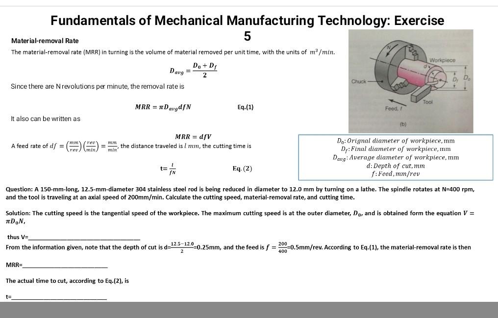 Solved Fundamentals of Mechanical Manufacturing Technology: | Chegg.com