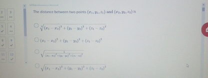 Solved The distance between two points (x1,y1,z1) ﻿and | Chegg.com