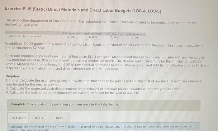Solved Exercise 8-16 (Static) Direct Materials and Direct | Chegg.com