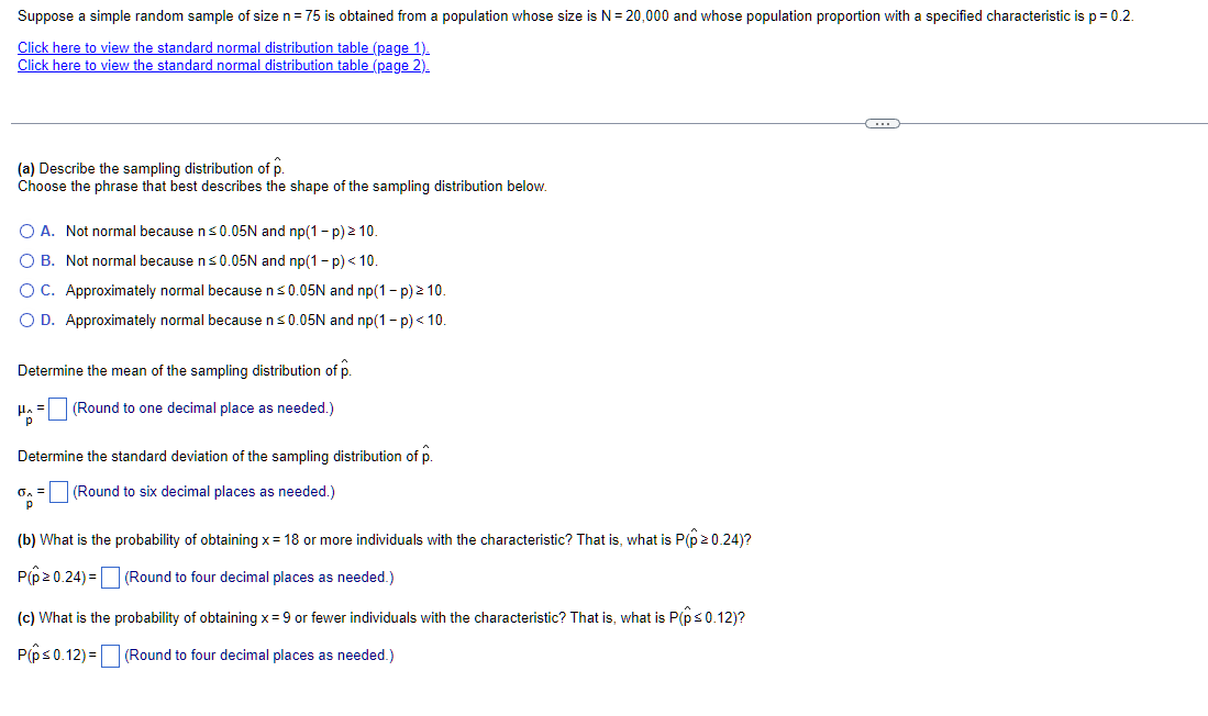 Solved Suppose a simple random sample of size n=75 ﻿is | Chegg.com
