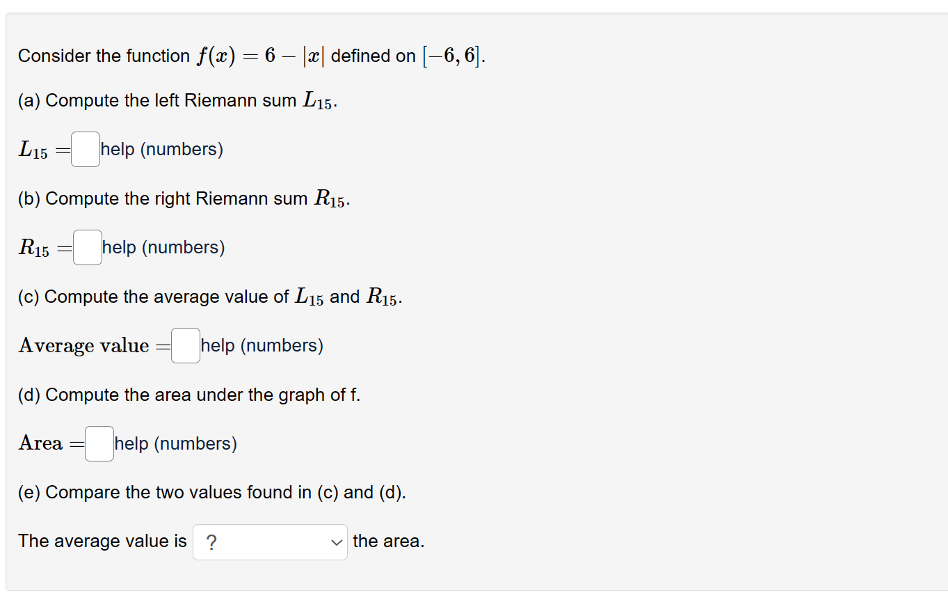 Solved Consider the function f(x)=6-|x| ﻿defined on -6,6.(a) | Chegg.com