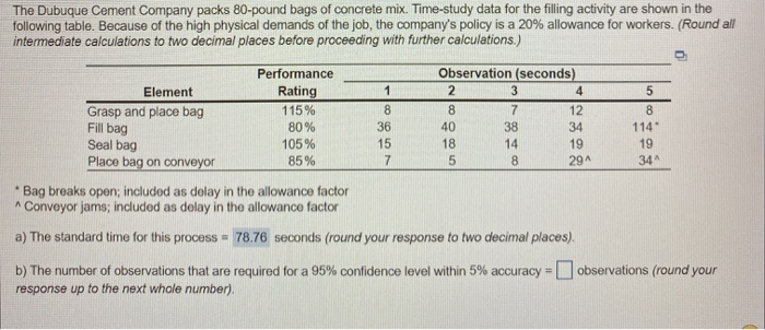Solved The Dubuque Cement Company packs 80-pound bags of | Chegg.com