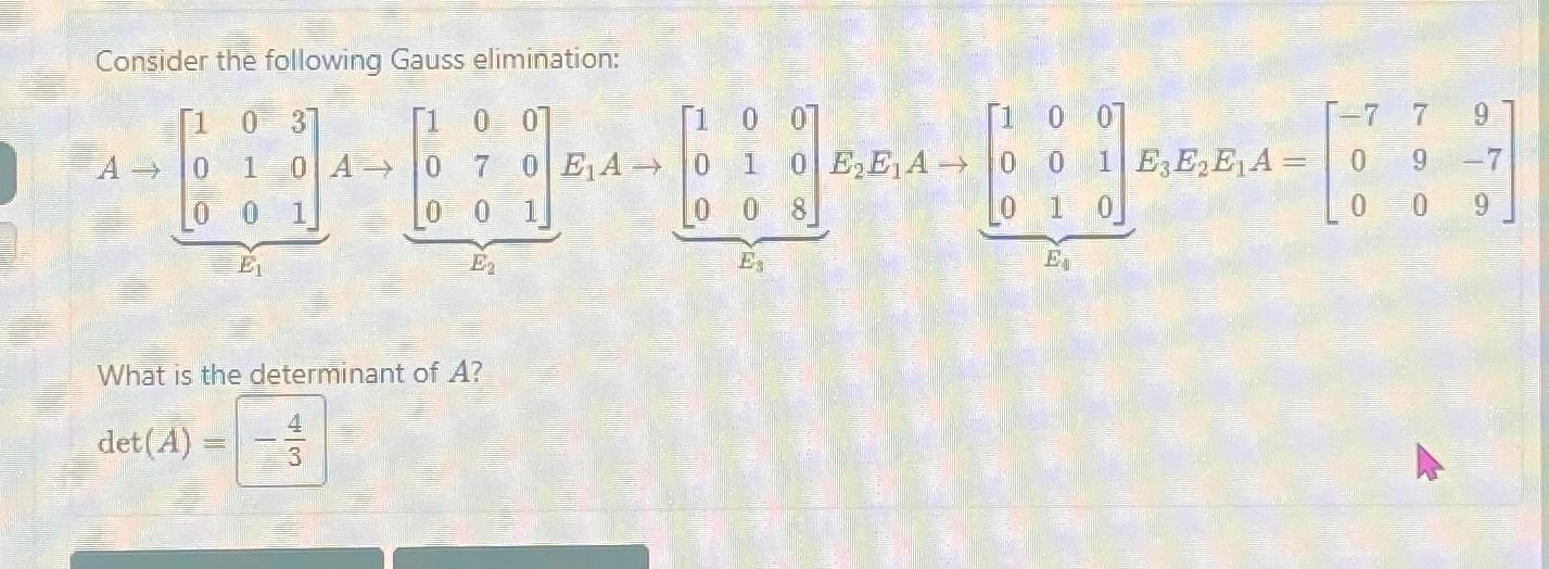 Solved Consider the following Gauss | Chegg.com