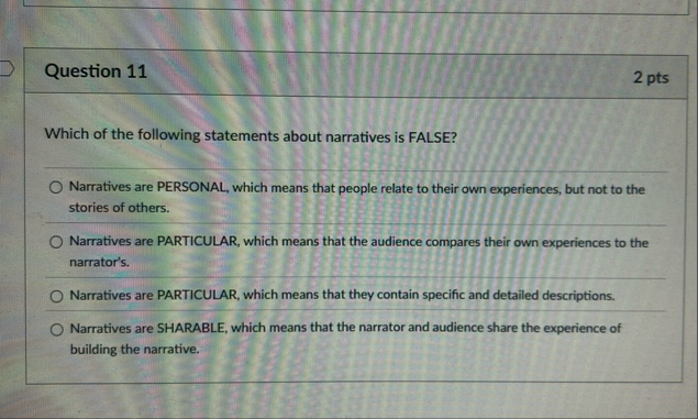 Solved Question 112 ﻿ptsWhich of the following statements | Chegg.com