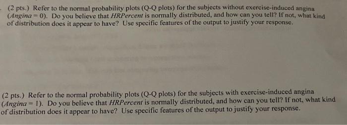 Solved (2 pts.) Refer to the normal probability plots ( Q−Q | Chegg.com