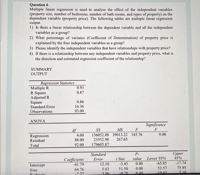 Solved Question 6 Multiple linear regression is used to | Chegg.com