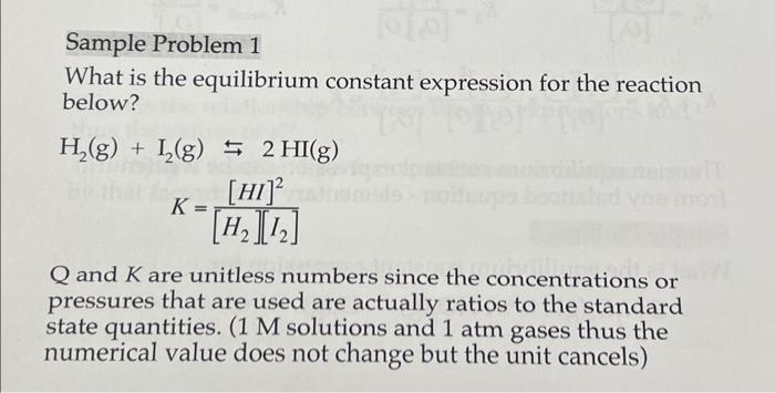 Solved Sample Problem 1 What is the equilibrium constant | Chegg.com