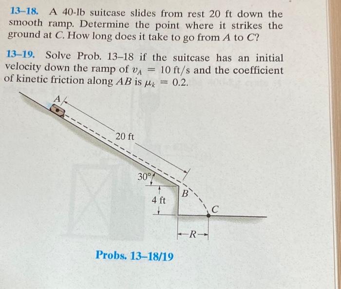 Solved smooth ramp. Determine the point where it strikes the | Chegg.com