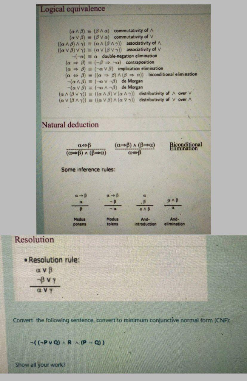 Solved Logical equivalence (a AB) = (B A a) commutativity of | Chegg.com