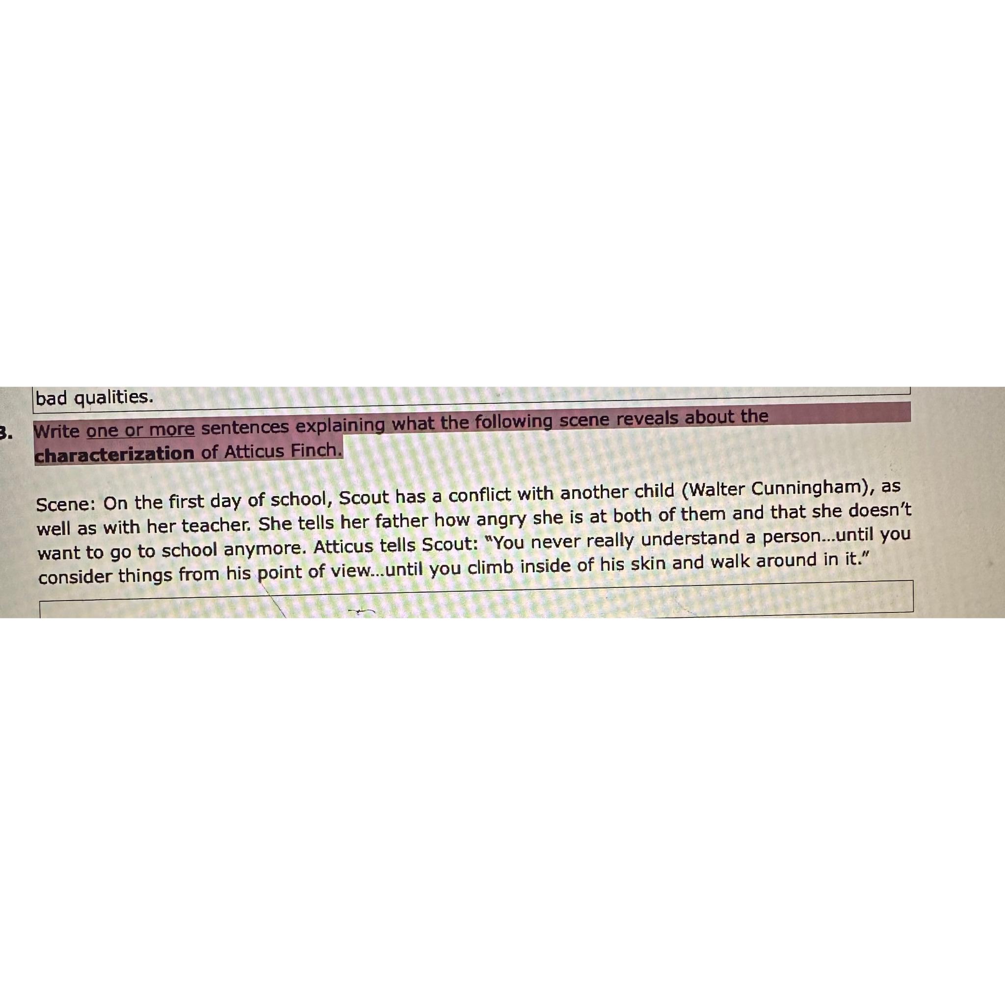 Solved bad qualities.Write one or more sentences explaining | Chegg.com