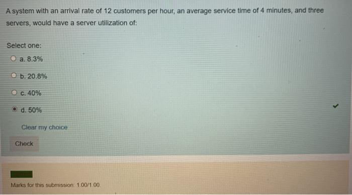 Solved A system with an arrival rate of 12 customers per | Chegg.com
