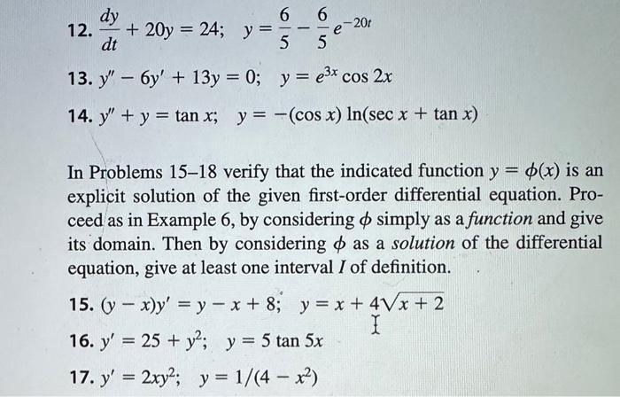 Solved In Problems 11-14 verify that the indicated function | Chegg.com