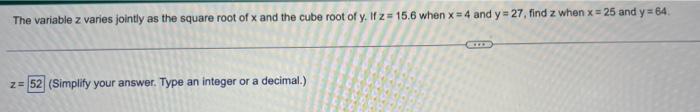 Solved The variable z varies jointly as the square root of x | Chegg.com