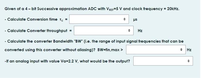 Solved Given of a 4-bit Successive approximation ADC with | Chegg.com