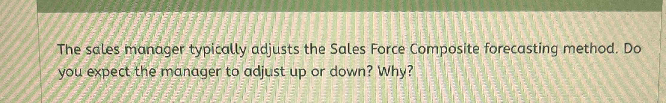 Solved The sales manager typically adjusts the Sales Force | Chegg.com