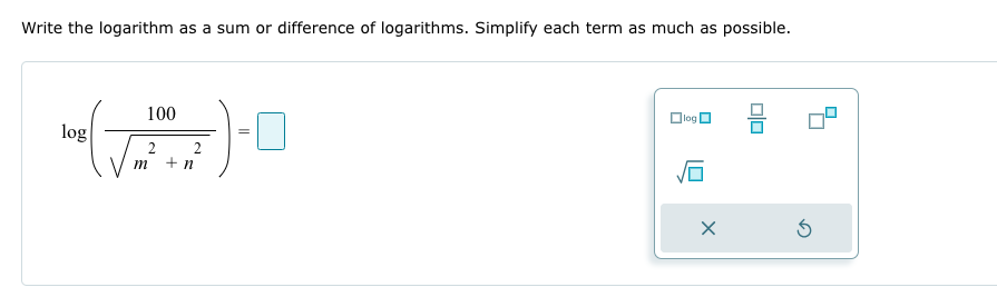 Solved Write the logarithm as a sum or difference of | Chegg.com
