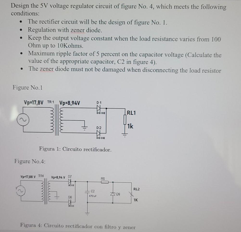 Solved Design the 5V voltage regulator circuit of figure No. | Chegg.com