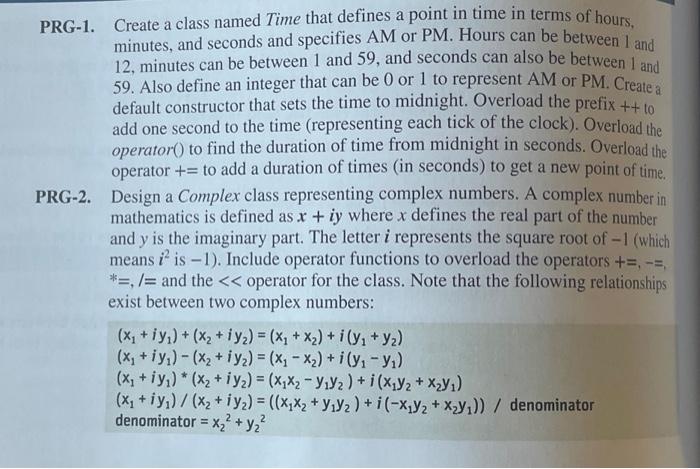 Solved PRG-1. Create a class named Time that dermes a porms, | Chegg.com
