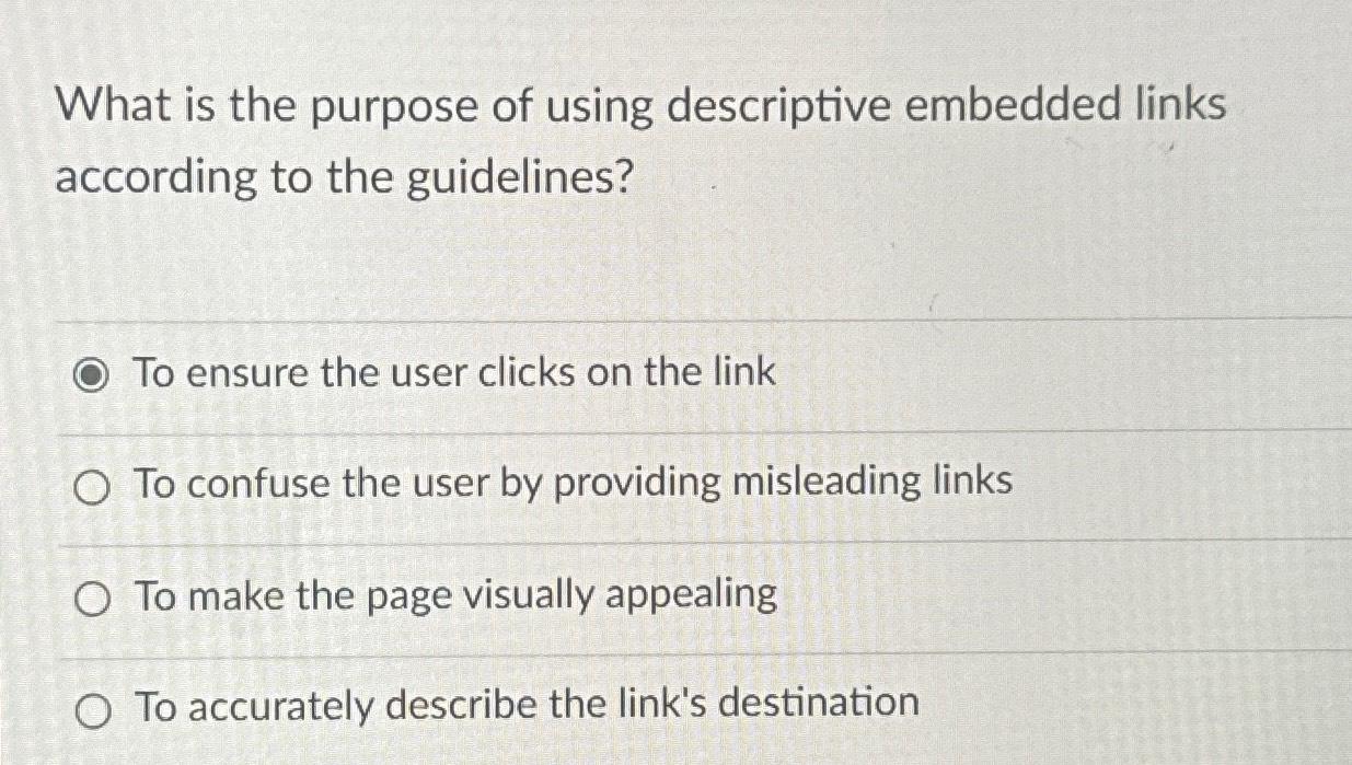 Solved What is the purpose of using descriptive embedded | Chegg.com