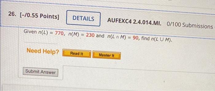 Solved 26. [-70.55 Points] DETAILS AUFEXC4 2.4.014.MI. 0/100 | Chegg.com