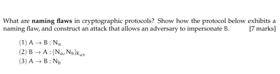 Solved What are naming flaws in cryptographic protocols? | Chegg.com