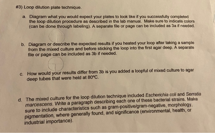 #3) Loop dilution plate technique. a. Diagram what | Chegg.com