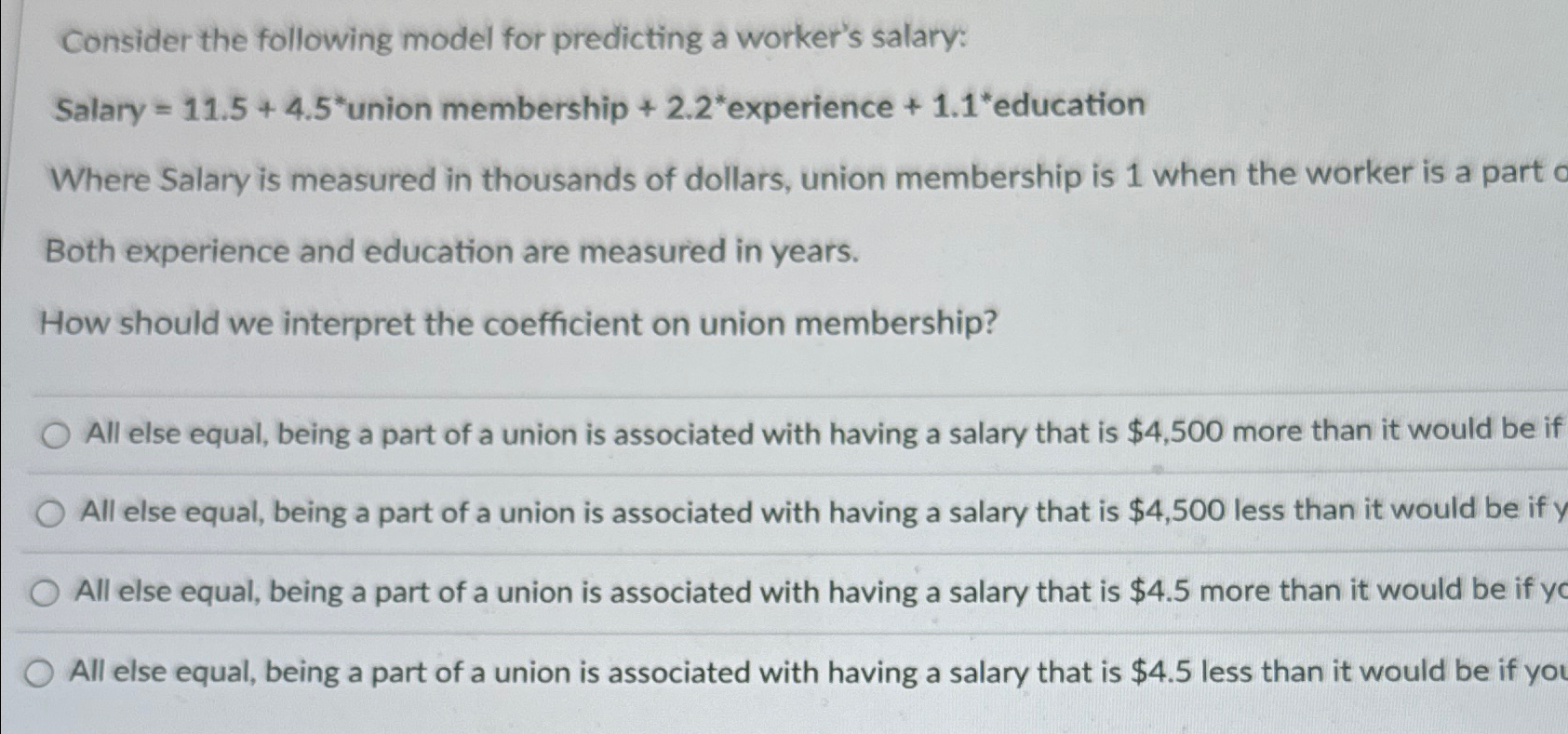 Solved Consider the following model for predicting a | Chegg.com