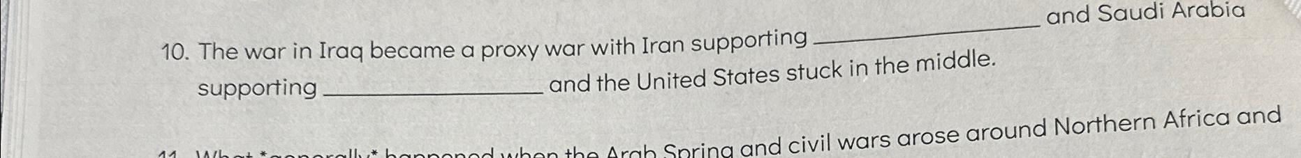 Solved The war in Iraq became a proxy war with Iran | Chegg.com