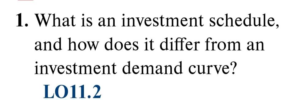 Solved What is an investment schedule,and how does it differ | Chegg.com
