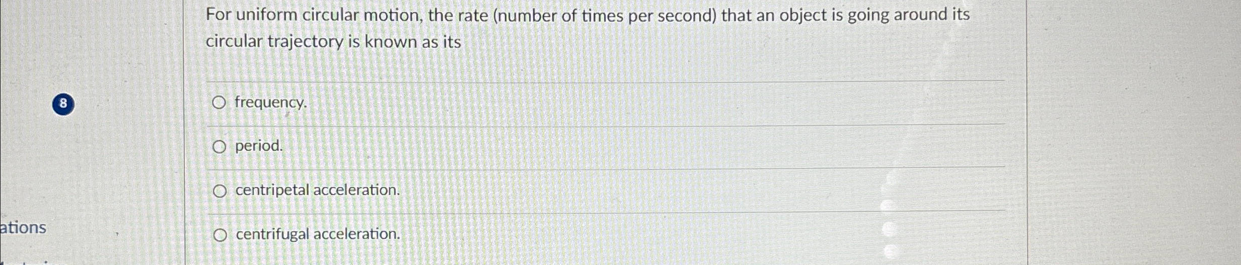 Solved For uniform circular motion, the rate (number of | Chegg.com