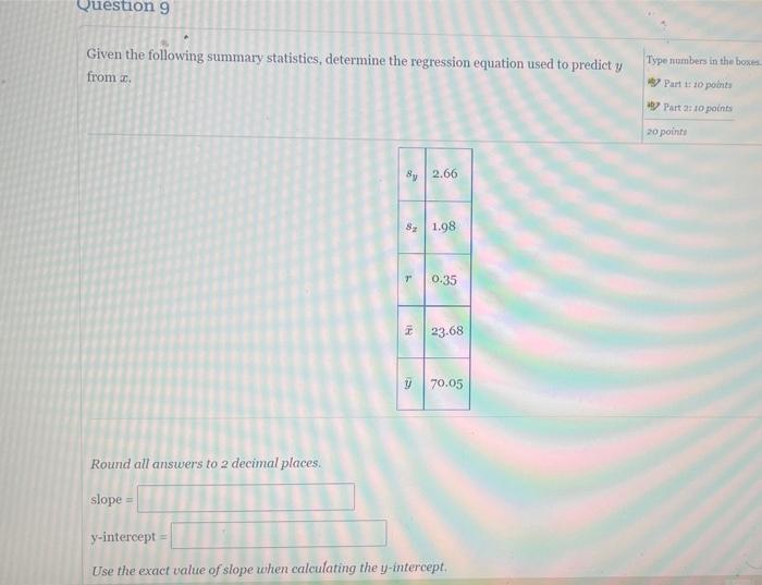 Solved Question 7 Consider the following table summarizing | Chegg.com