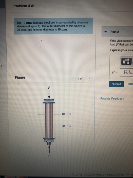 Solved Problem 4.41 The 10-mm-diameter steel bolt is | Chegg.com