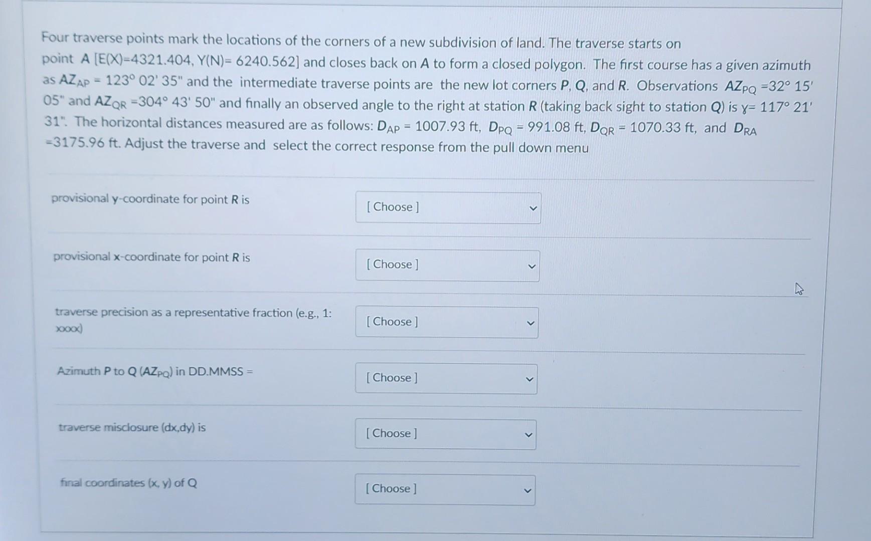 Solved Four traverse points mark the locations of the | Chegg.com