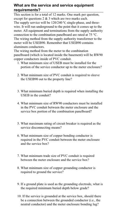 Solved What are the service and service equipment | Chegg.com