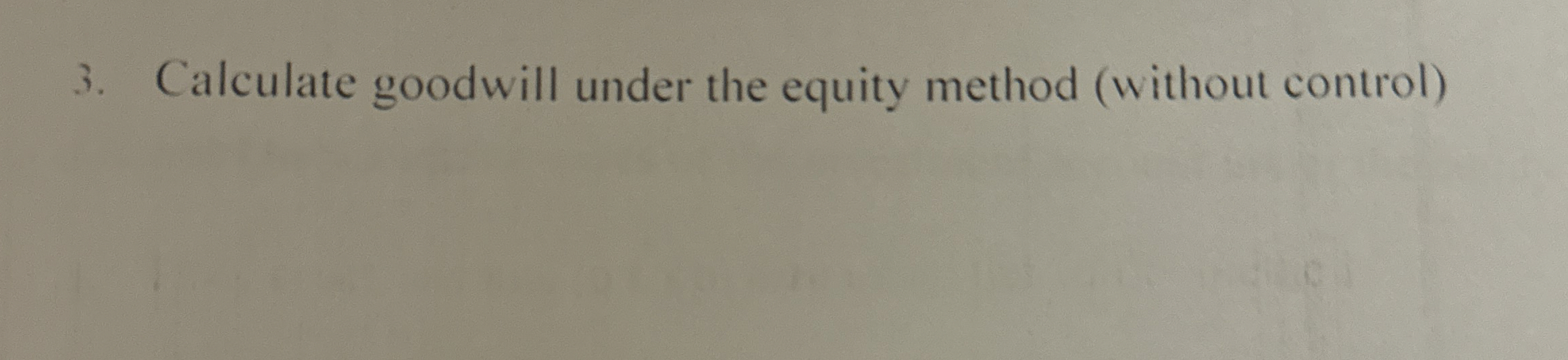 Calculate goodwill under the equity method (without | Chegg.com