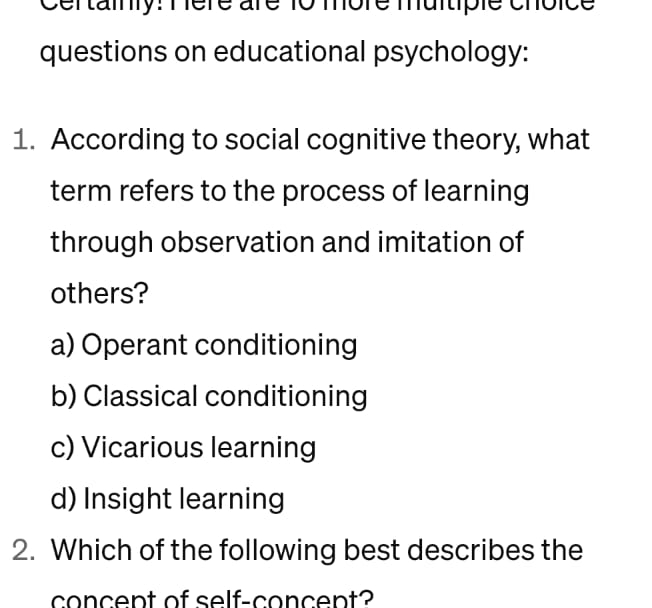 Solved questions on educational psychology:According to | Chegg.com