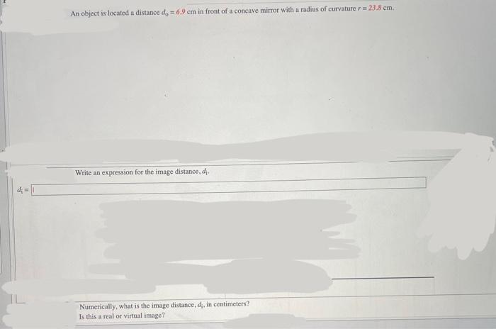 Solved An object is located a distance d0=69 cm in front of | Chegg.com