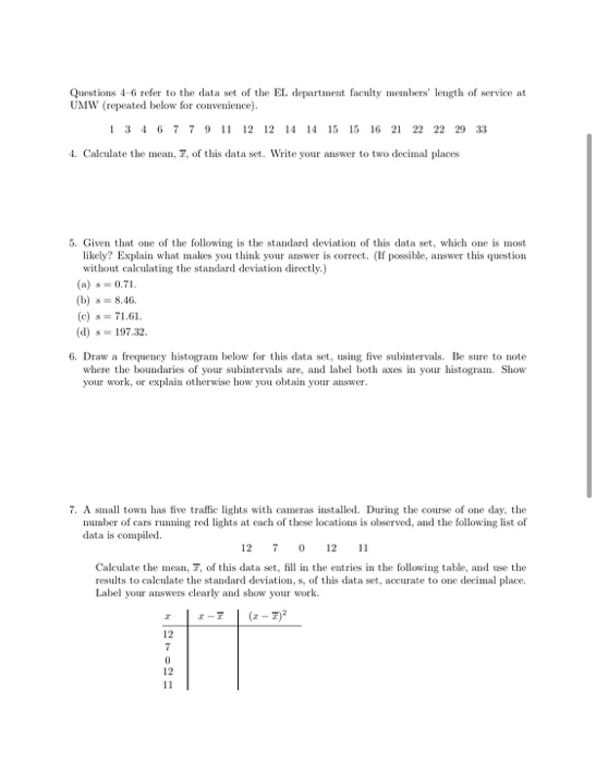 Solved Questions 4-6 refer to the data set of the El | Chegg.com