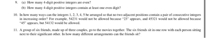 Solved 9. (a) How many 4-digit positive integers are even? | Chegg.com