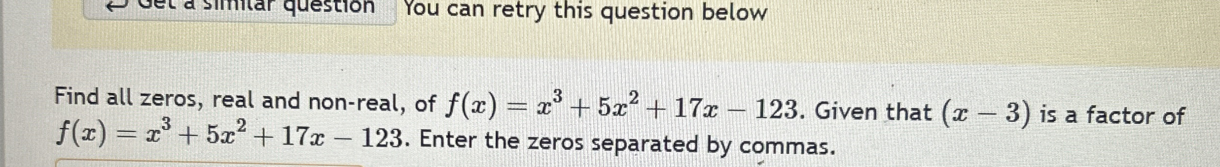 Solved Find all zeros, real and non-real, of | Chegg.com