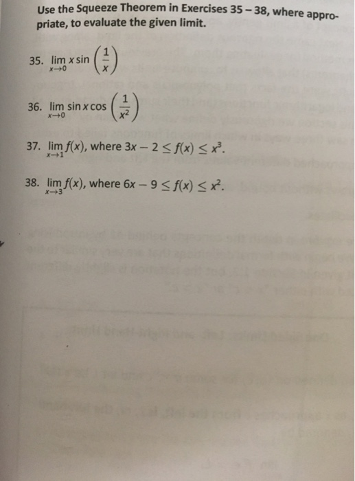 Solved Use the Squeeze Theorem in Exercises 35 - 38, where | Chegg.com