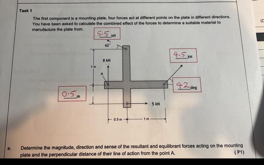 Solved Task 1 (C The first component is a mounting plate, | Chegg.com