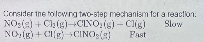 Solved Consider the following two-step mechanism for a | Chegg.com