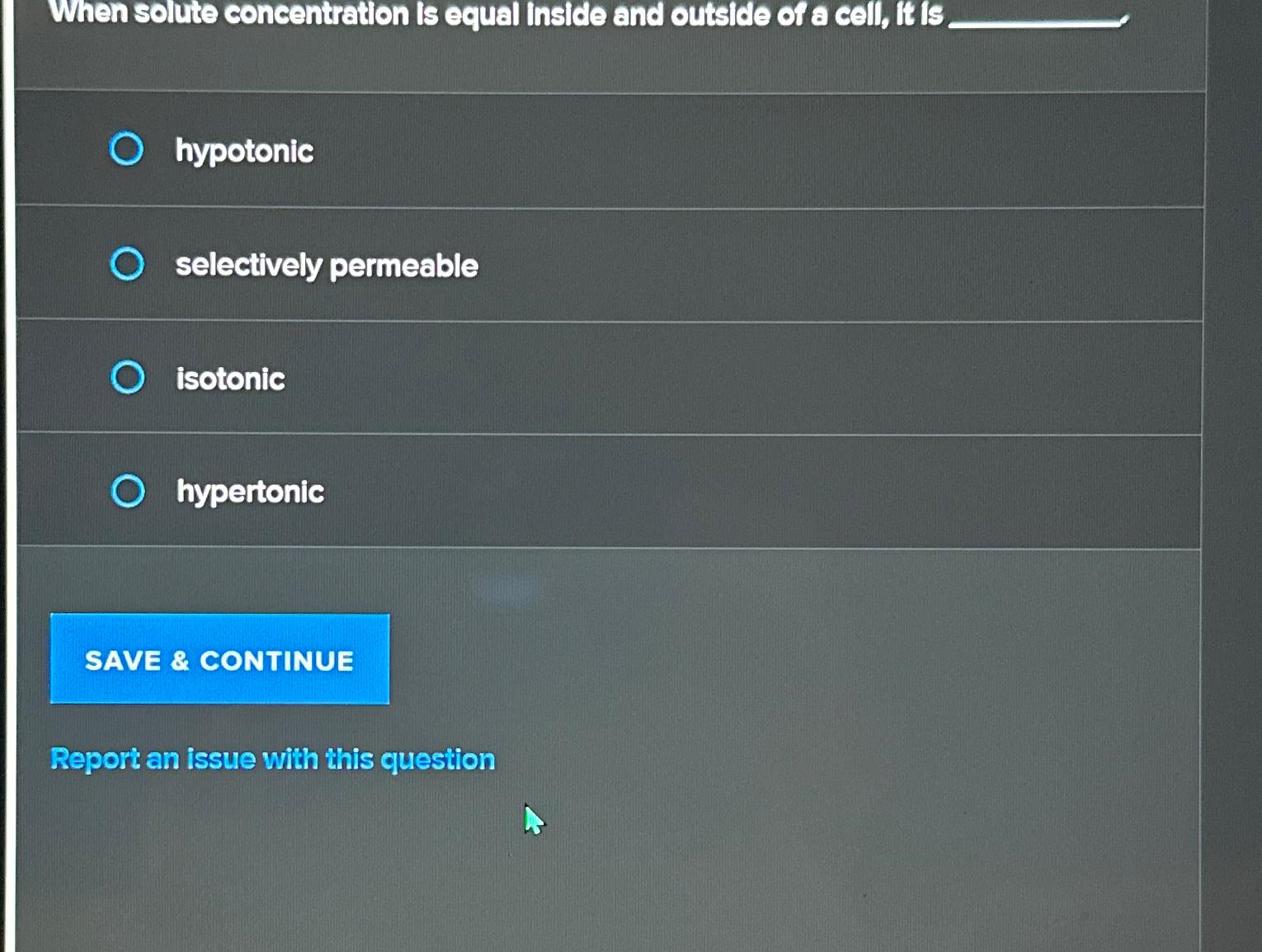 Solved When solute concentration is equal Inside and outside | Chegg.com