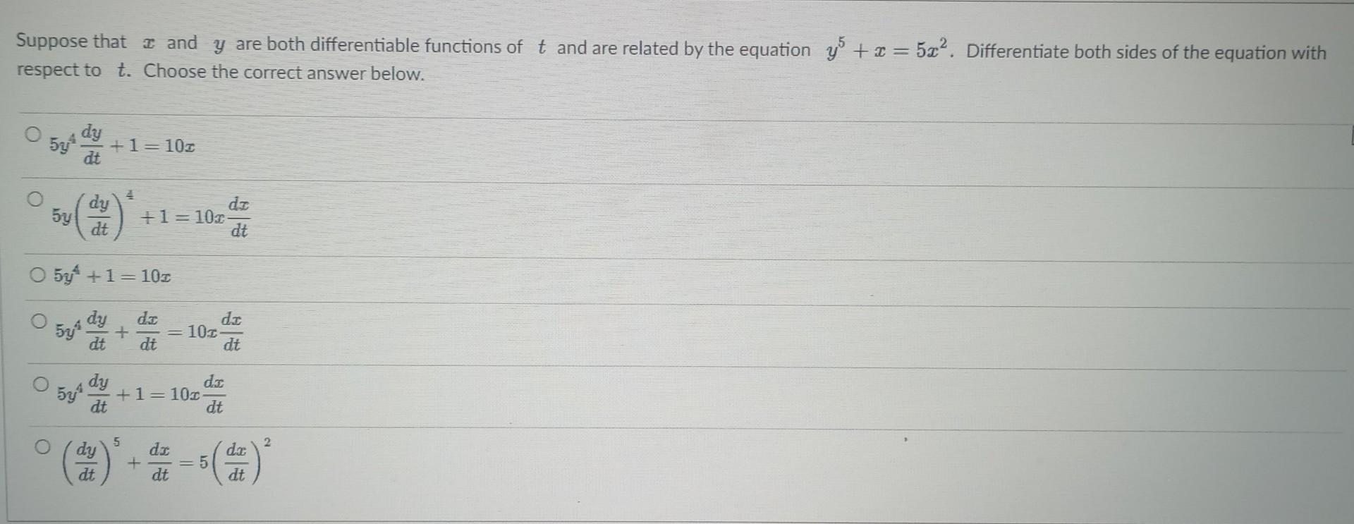Solved Suppose that x and y are both differentiable | Chegg.com