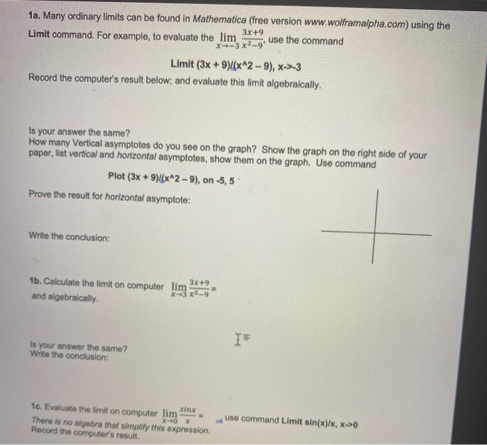 Solved 1a. Many ordinary limits can be found in Mathematica | Chegg.com
