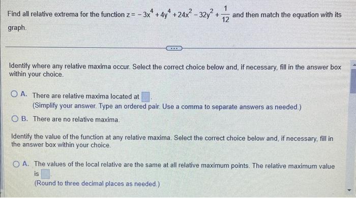 Solved Find all relative extrema for the function | Chegg.com