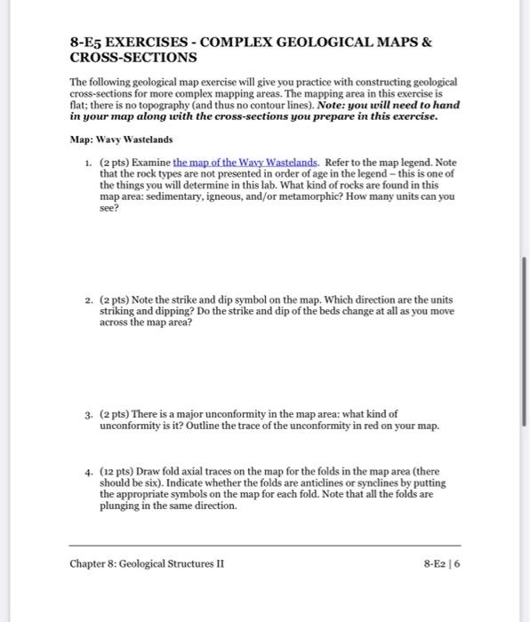 Solved Wavy Wastelands Geological Map N 600 600 60° Legend | Chegg.com
