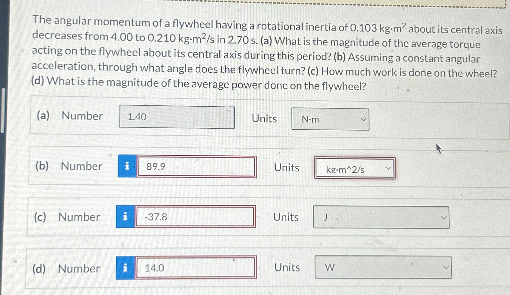 Solved The angular momentum of a flywheel having a | Chegg.com