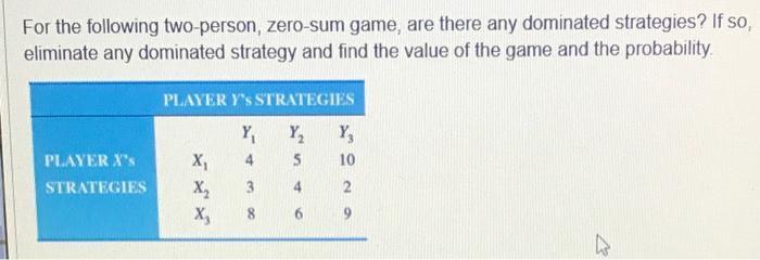 Solved For the following two-person, zero-sum game, are | Chegg.com